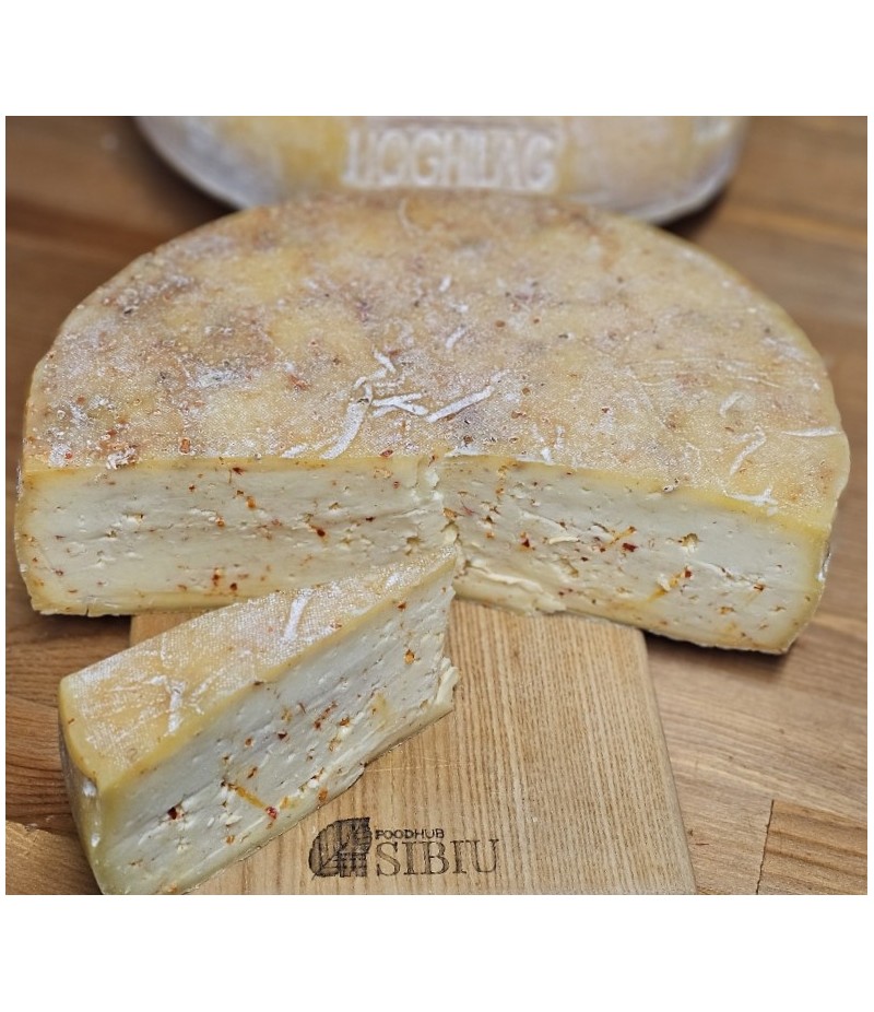 Branza cu pasta semidura MATURATA minim 21 zile - picanta (cu ardei iute)